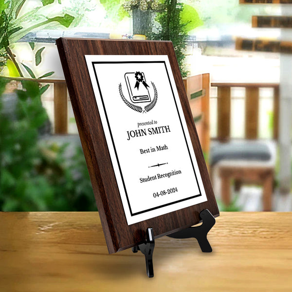 Student Achievement Customizable Wooden Award Plaque | Easel Mount Opt ...