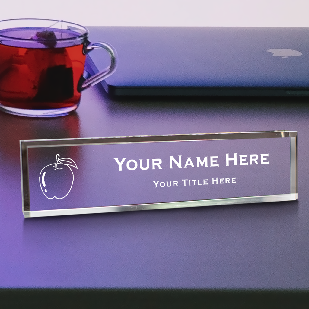 Teacher Themed, Personalized Acrylic Desk Sign, Apple (2 x 10 ...